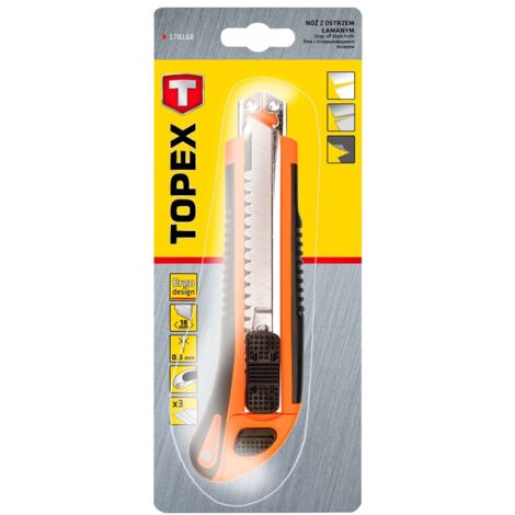 Topex - Cuchillo de hoja desprendible de 18 mm - 3 hojas incluidas