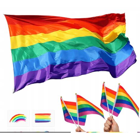Bandera LGBT de 150 x 90 cm, bandera arcoíris, pegatinas para desfile ...