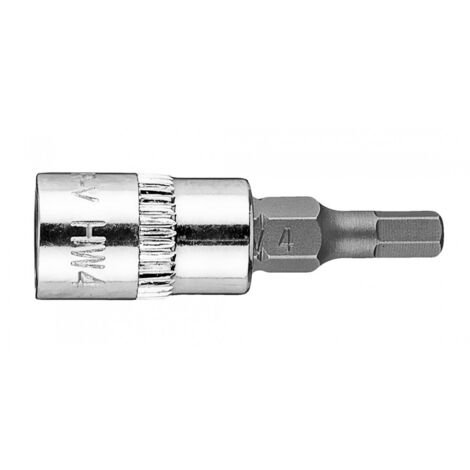 Punta hexagonal H4 para dado de 1/4", corta, 37 mm