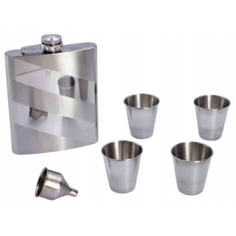 Petaca grande de 540 ml en set con vasos y embudo Regalo Gentelo