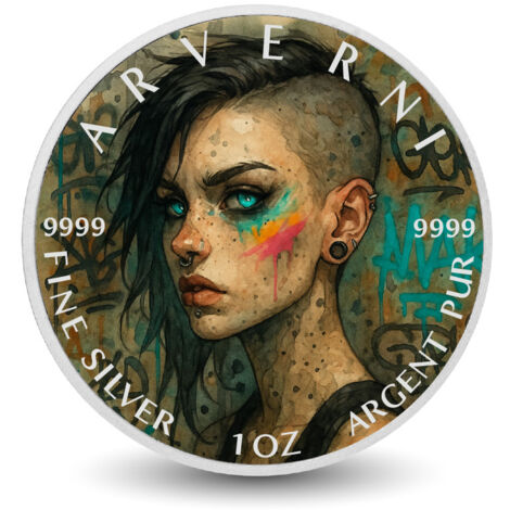 Moneda de plata fina de 1 oz de Neon Reign The Graffiti Phantom