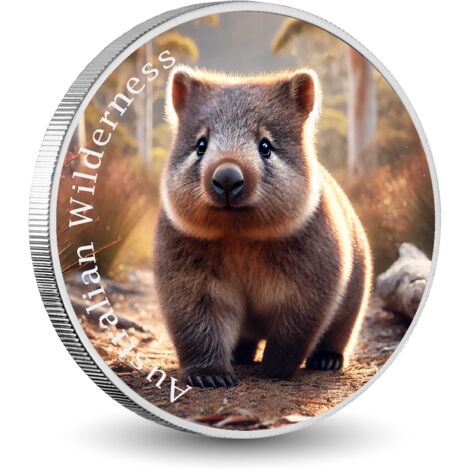 Naturaleza australiana - Wombat curioso de 1 oz de plata