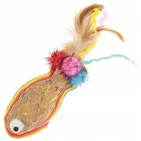 Juguete para gato de corcho ÉTNICO CON PLUMAS para un auténtico cazador ...
