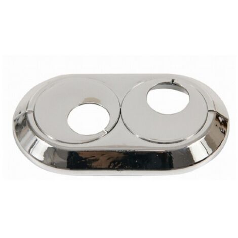 Roseta doble de PVC cromado de 28 mm