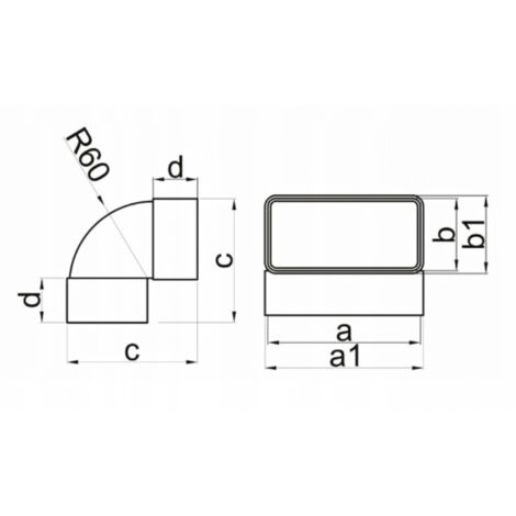 CODO DE VENTILACIÓN VERTICAL 90° 220x90 VENTS 960
