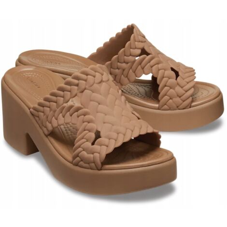 CROCS BROOKLYN WOVEN SLIDE HEEL 209979 W8 I EU 3839 SEPIA