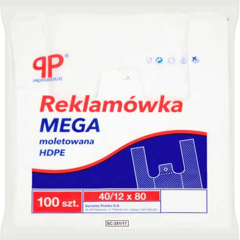 PP Professional - Bolsas de HDPE 40/12 x 80, 100 uds. - Mega durable