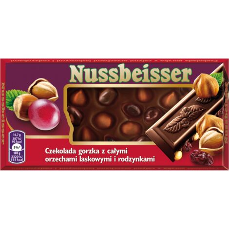 Chocolate negro Nussbeiser con avellanas y pasas - 100 g