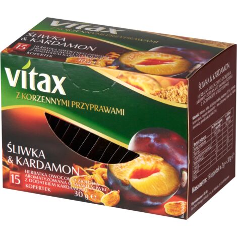 Té de frutas y hierbas Vitax con sabor a ciruela y cardamomo 30 g (15 x ...