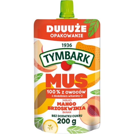 Tymbark Mousse de Frutas Manzana Mango Melocotón Plátano 200g