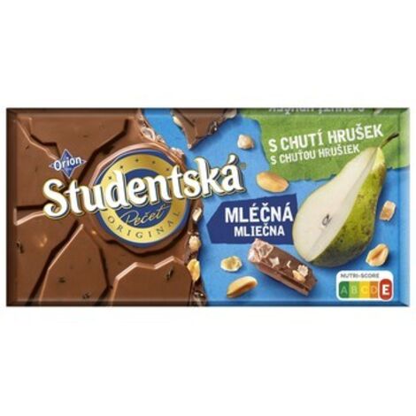 Orion Studentska Leche de Pera 170 g - Sabor Chocolate y Pera con Nueces