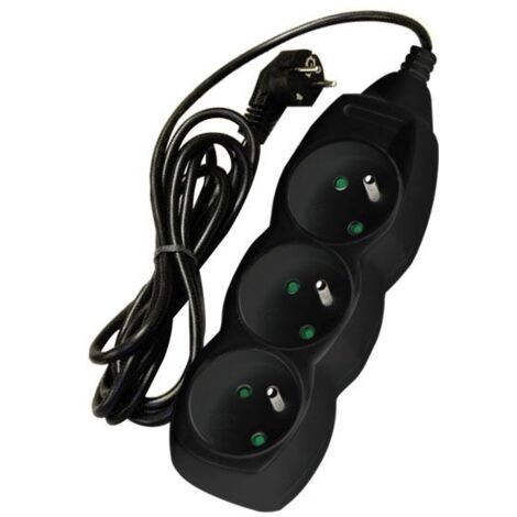 Cable alargador ONNLINE de 3 enchufes, negro, 5 m