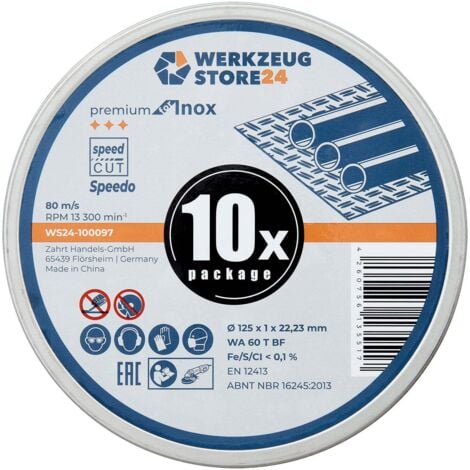 WS24 10x10 Disque à tronçonner spécial 125 x 1 x 22 FastCut Inox en ...