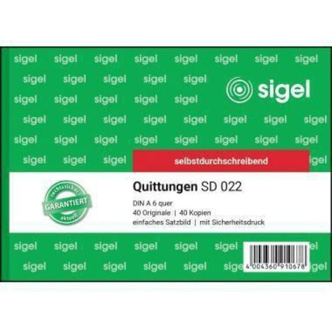 SIGEL Quittung SD022 DIN A6 quer selbstdurchschreibend 2x40Blatt