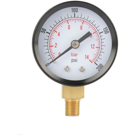 TONYSA Manómetro mecánico de baja presión, conexión inferior BSPT de 1/8 de pulgada para aire ...