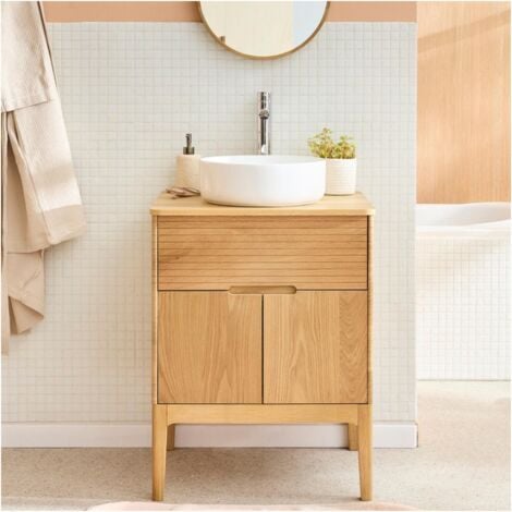 Conjunto mueble lavabo simple 60 cm + lavabo + grifo ALASKA