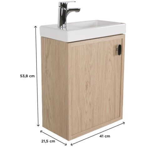 Mobile lavabo FRAME in rovere + rubinetto + set specchio