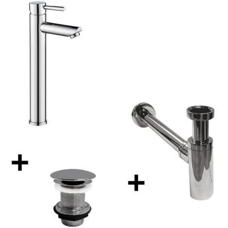 Rubinetto TAP a bocca alta + piletta LIV + sifone SIMON