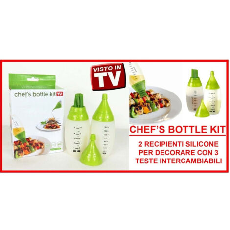 TrAdE Shop Traesio - Set 2 Chef's Bottle Contenitori Silicone 3 Decori Pennello Decorare Dolci ...