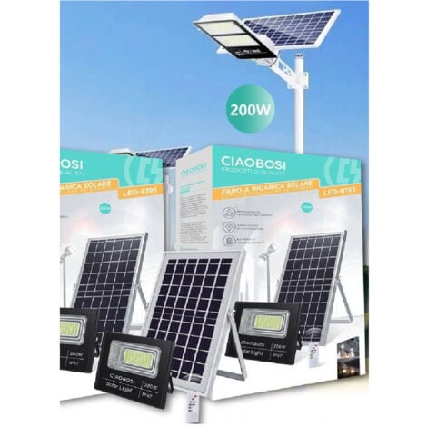 Linq - Faro Faretto Led Pannello Solare Fotovoltaico Ip67 200w Con Telecomando Led-8195