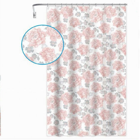 Cleafe - Tenda Per Doccia Vasca Da Bagno 12 Ganci Stampa Fiori Rosa ...