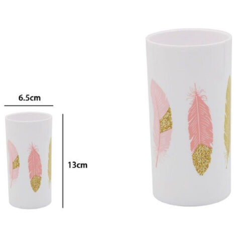 Cleafe - Bicchiere Porta Spazzolino Con Piume Bianco In Plastica ...