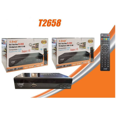 Linq - Decoder Digitale Terrestre T2 Set Top Box Dvb-t2 Hd H.265 Usb Scart Hdmi 4k T2658