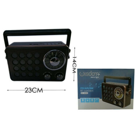 Wisdom - Radio Fm Am Sw Portatile Con Antenna Speaker Bluetooth Microsd ...