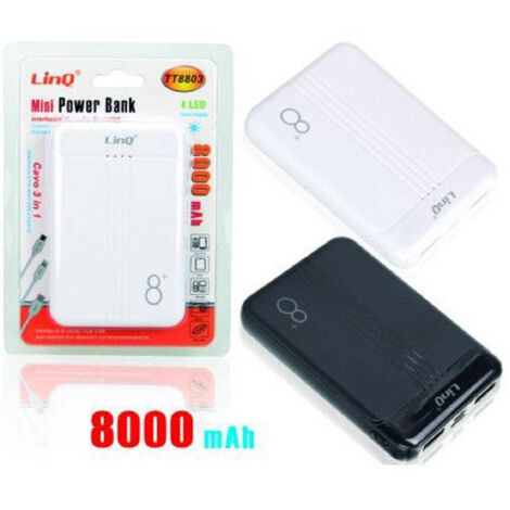 Linq - Mini Powerbank 8000mah Caricatore Portatile Dual Usb 4led ...