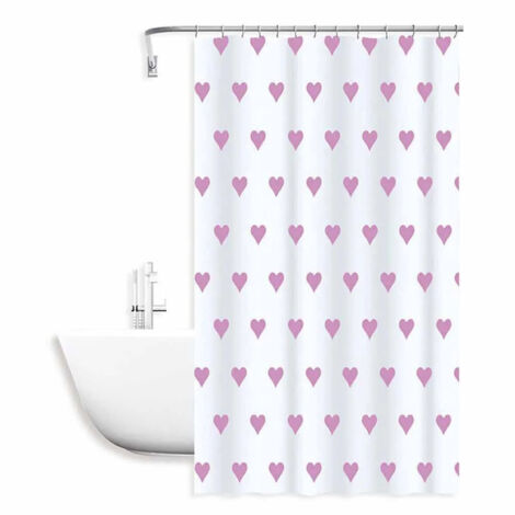 Cleafe - Tenda Doccia Vasca Da Bagno Impermeabile 12 Ganci Con Cuori ...