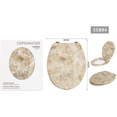 Kaela - Copriwater Universale In Mdf Stampato Pietra Cerniere ...