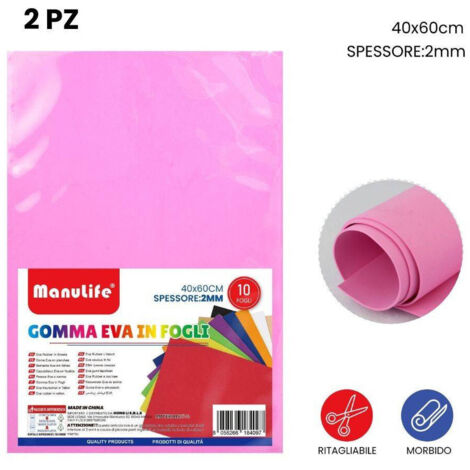 TrAdE Shop Traesio - 12pz Fogli In Gomma Eva Colore Rosa Materiale Alta ...