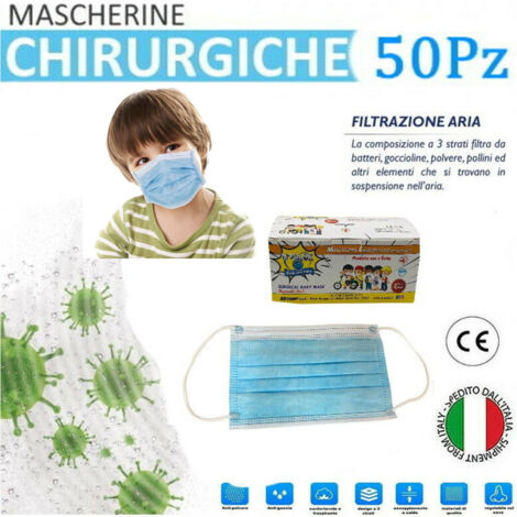TrAdE Shop Traesio - Mascherine Chirurgiche Per Bambini Monouso In Tnt ...