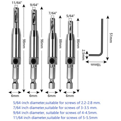 4pcs Hinge Drill Bit Set, Self Centering Hinge Drill Bit Set, Hinge ...