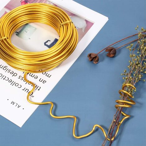 20 m 2 mm aluminum wire, gold-colored modeling metal wire for gardening ...