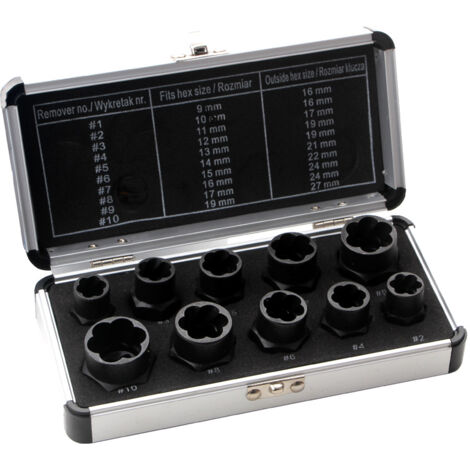 Spiral socket wrench set/screw extractor 10 mm (3/8") Spiral profile 9 ...