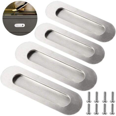 4 Pack Sliding Door Handles Oval Recessed Handle Stainless Steel ...