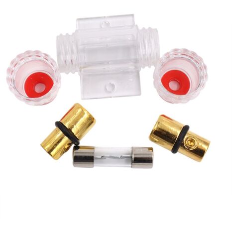 1 Gold Plated Inline AGU Fuse Holder and 1 Gold Plated 100A Glass AGU ...