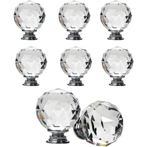 Set of 8 Ball Crystal Drawer Knobs Handle Door Knob Shape Diameter 30mm ...
