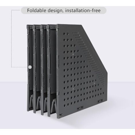 4 Compartment Foldable Magazine Rack, Adjustable Storage Box, Desk ...