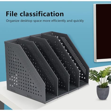 4 Compartment Foldable Magazine Rack, Adjustable Storage Box, Desk ...