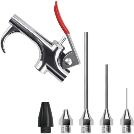 Air Gun Set with 5 Replaceable Nozzles, Zinc Alloy Air Compressor Blow ...