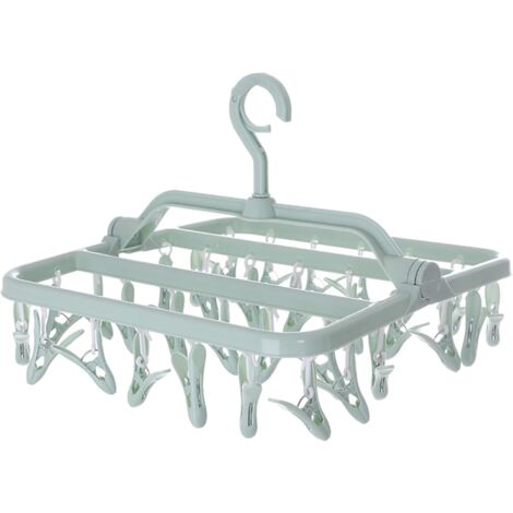 Sock Drying Rack, Clothes Drying Rack with 32 Clips, Hanging Foldable ...