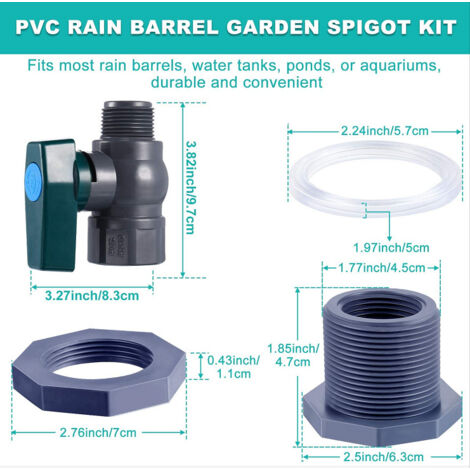 Connection PVC water tanks Tap 1 inch PVC rain barrel with bulkhead ...