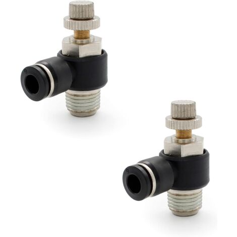 2 pieces 6 mm pneumatic connectors, 1/4 inch air flow regulator, with ...