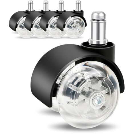 Set of 5 office chair castors 11 mm x 22 mm - smooth and quiet castors ...