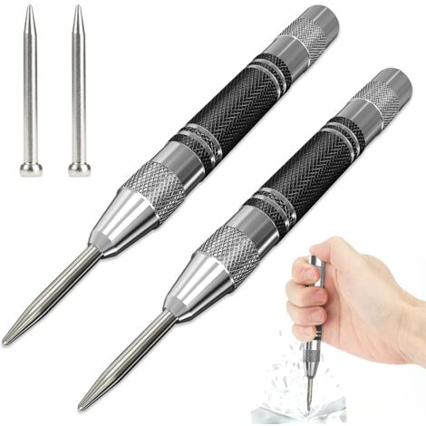 2 Pack Automatic Punch – Spring Loaded Punch for Wood, Wall, Plastic ...