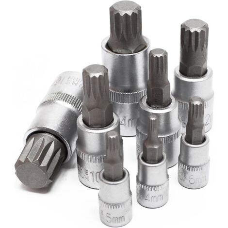 XZN multi-tooth socket set, 8 pieces, M4 - M16