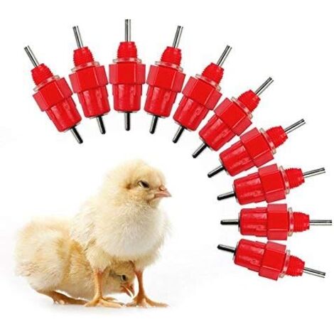 Chicken Feeders 10 Pack) Chicken Waterer Nipples + PVC Tee Fittings For ...