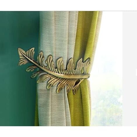 2 Pack Rustic Curtain Holdbacks, Vintage Leaf Design Large Curtain ...